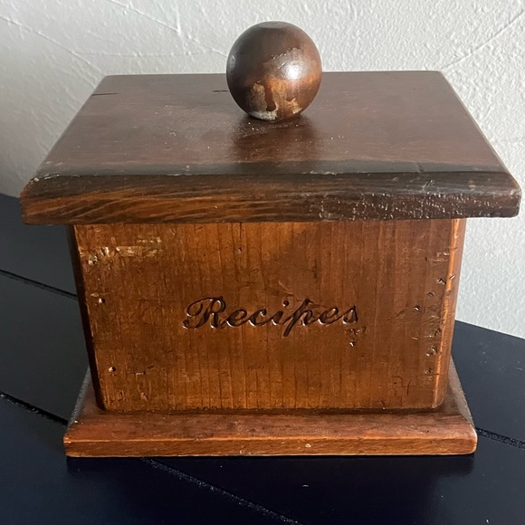Kitchen | Vintage Real Wood Recipe Box Engraved Country Chic Feel ...